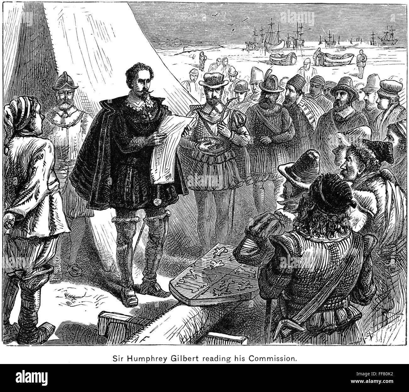 SIR GILBERT HUMPHREY /n(c1539-1583). English navigator and soldier. Gilbert taking possession of ...