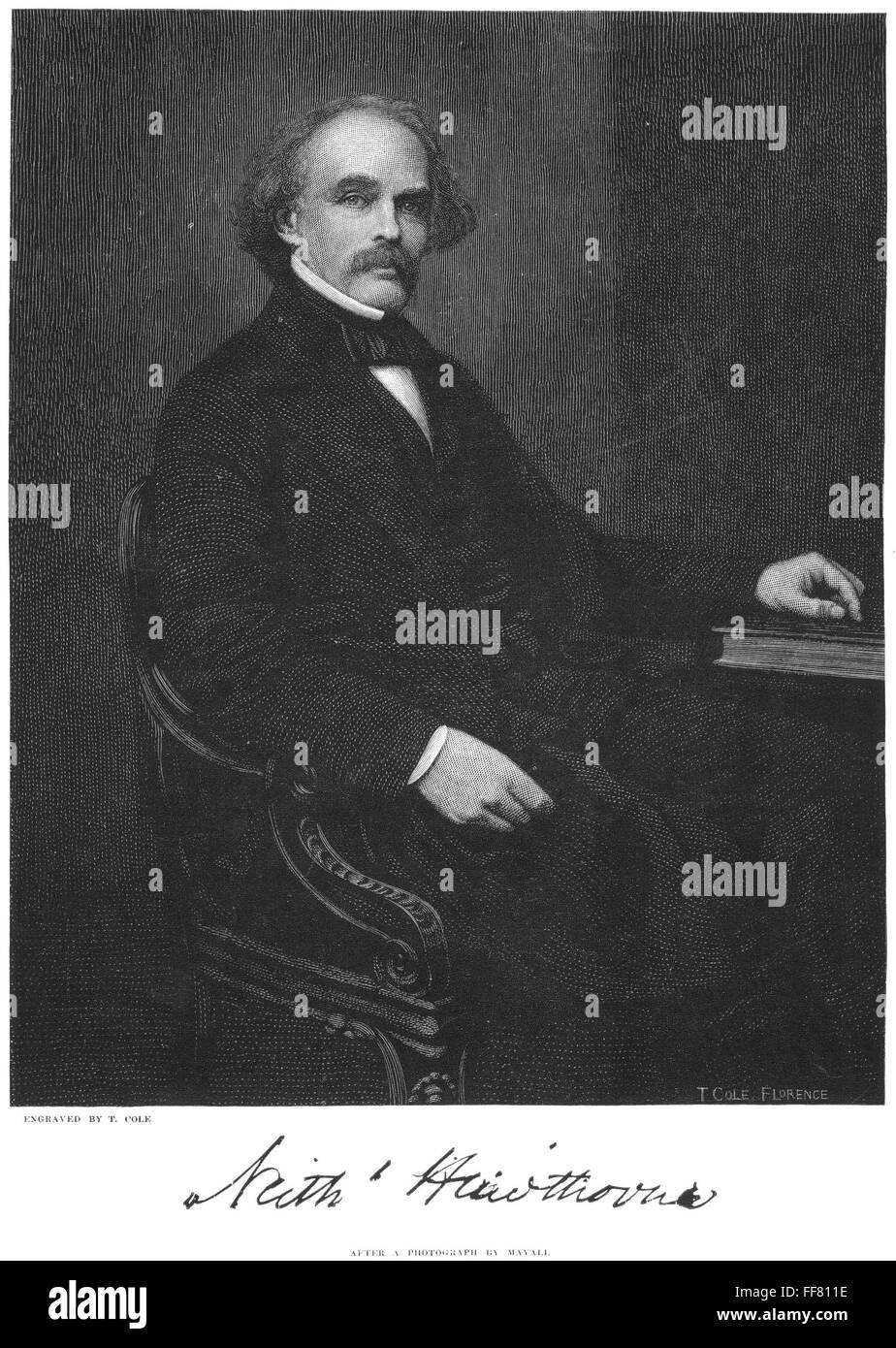 NATHANIEL HAWTHORNE /n(1804-1864). American writer. Wood engraving ...