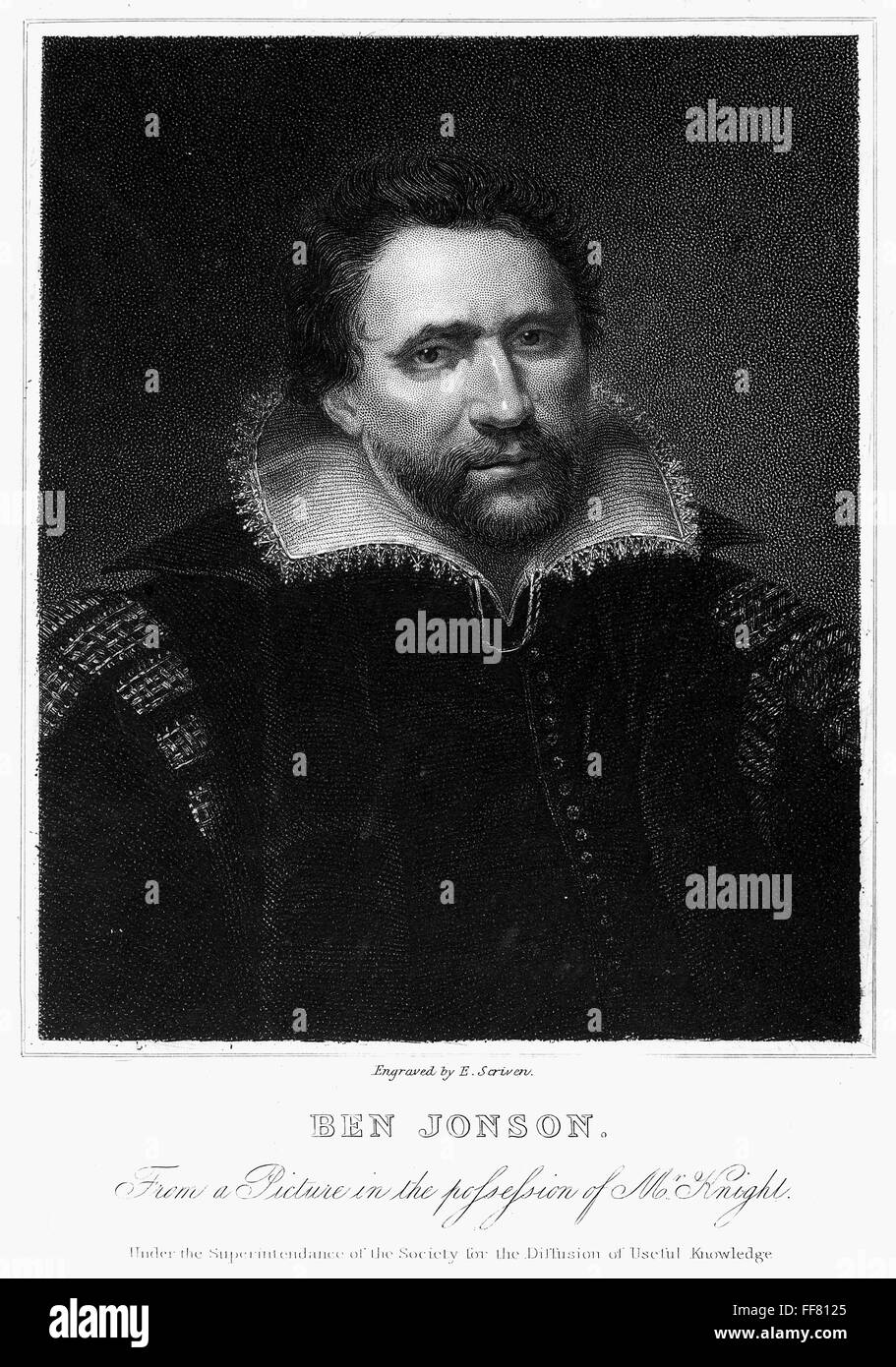 BENJAMIN JONSON (1572-1637). /nEnglish playwright and poet. Line and ...