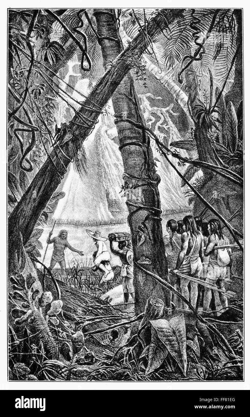 AMAZON JUNGLE. /nAn expedition along the Amazon River. Lithograph, 19th ...