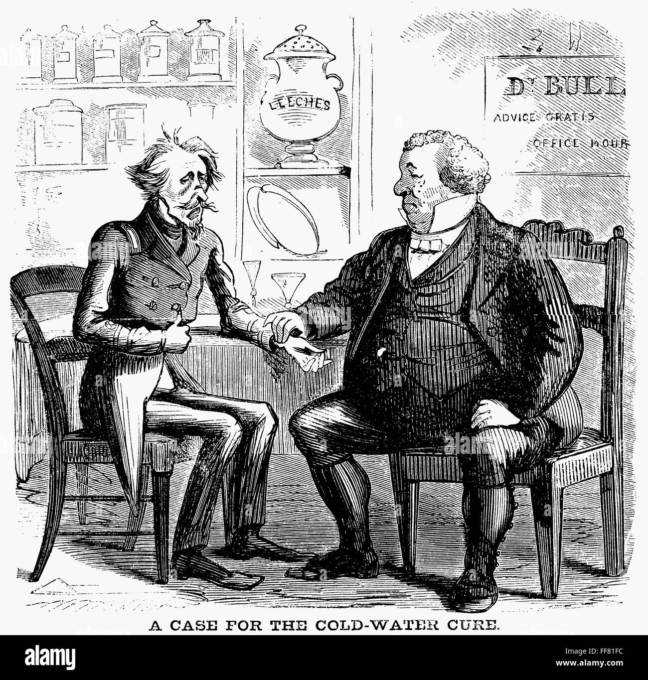MEDICAL CARTOON, 1864. /n'A Case for the Cold-Water Cure.' American ...