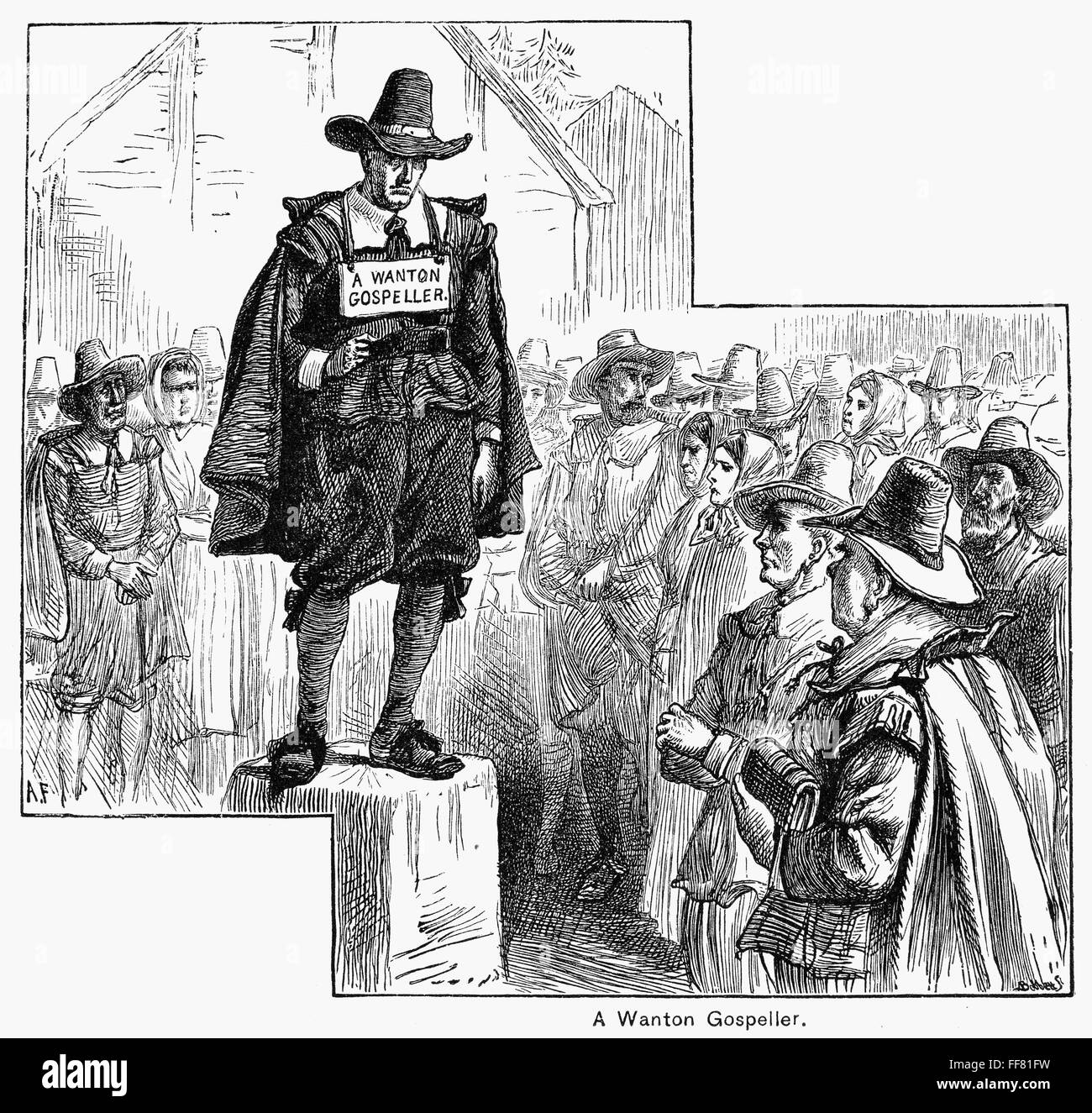 PURITANS: PUNISHMENT. /nPublic punishment of a religious non-conformist ...