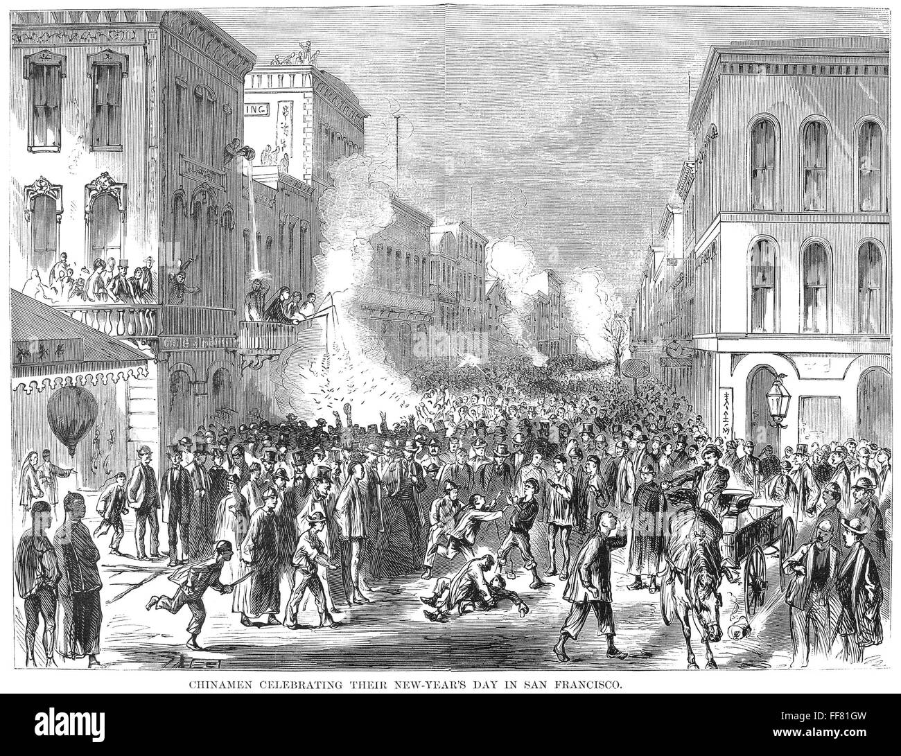 IMMIGRANTS: CHINESE, 1871. /nChinese immigrants celebrating New Year's ...