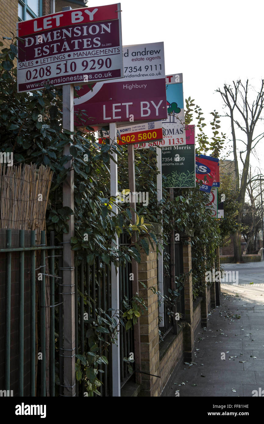 To Let and For Sale Signs outside a block of flats in Hackney, London ...