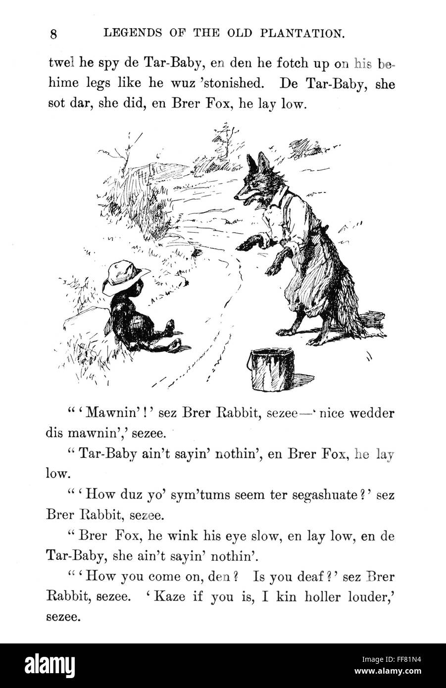 UNCLE REMUS: TAR BABY. /nBrer Fox meets Tar Baby. Drawing, 1895, by ...