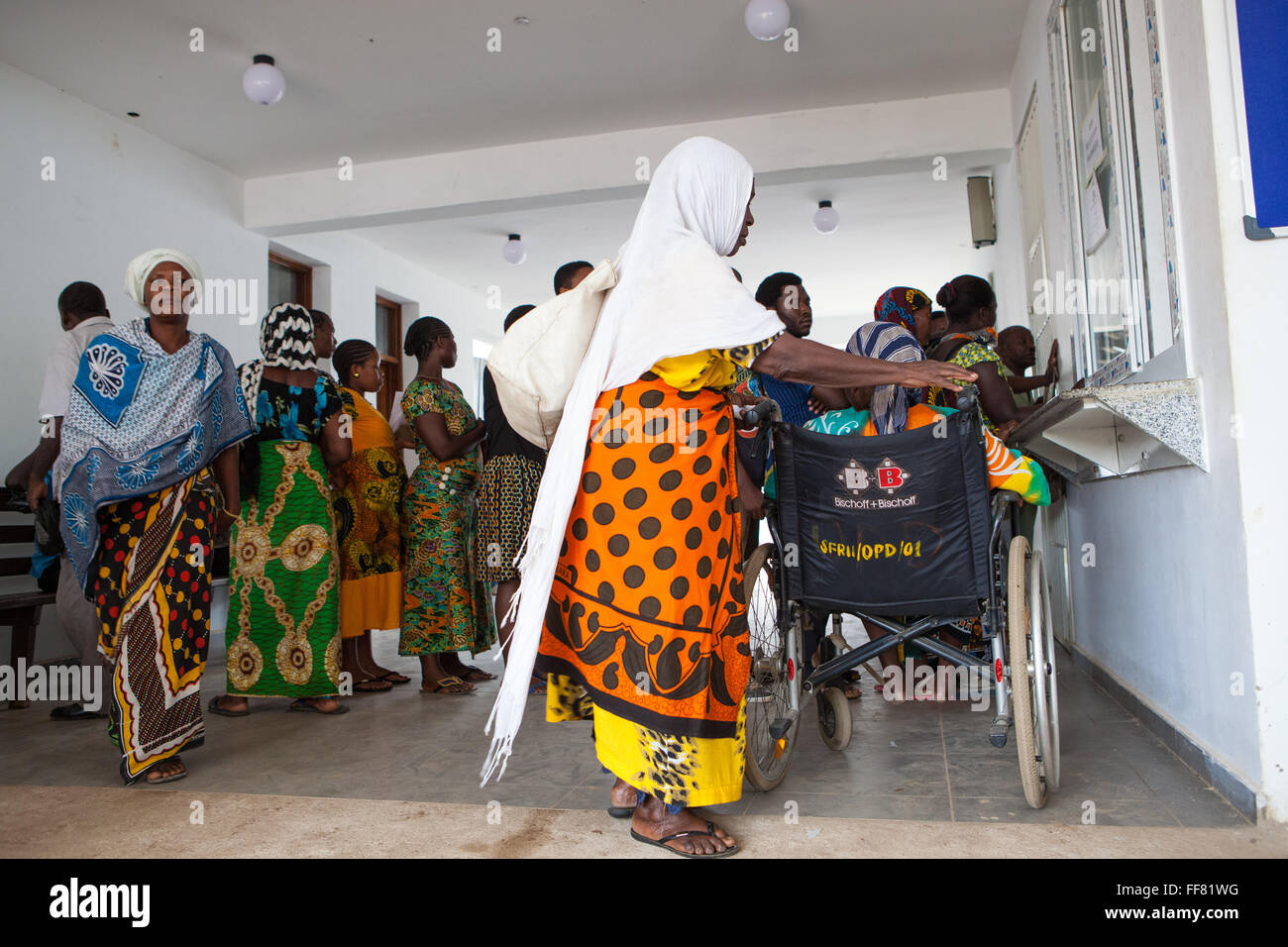 Patients arriving at the reception area of OPD in St. Francis Hospital ...