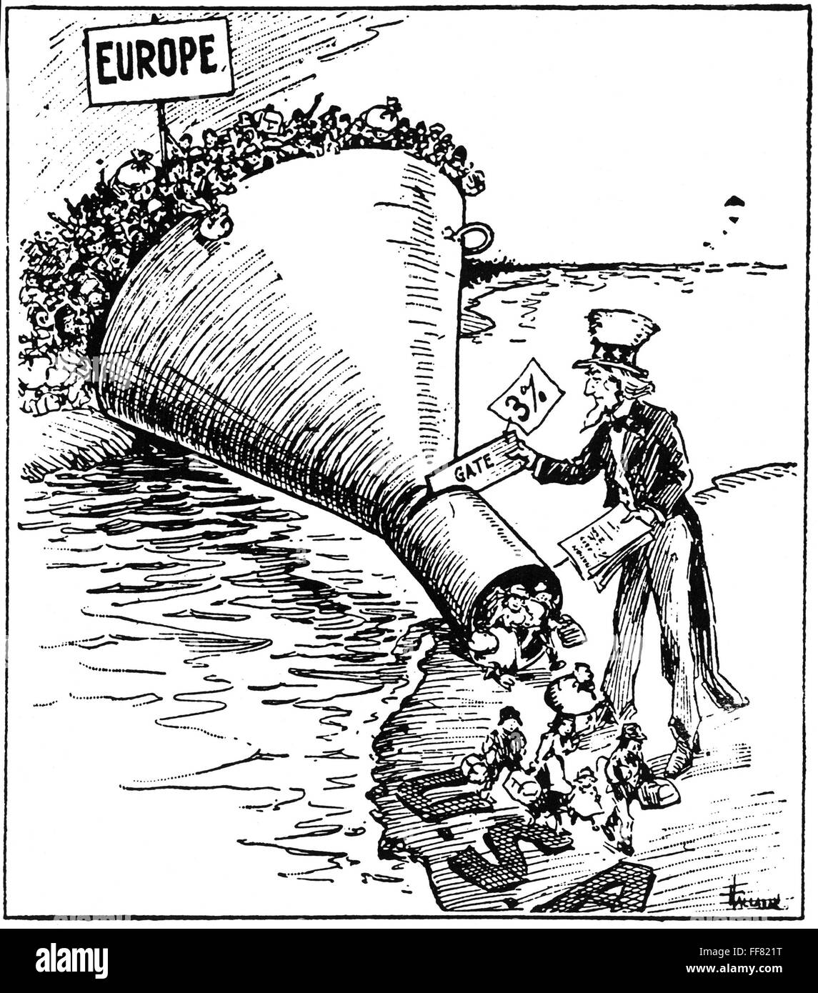 IMMIGRATION CARTOON, 1921. /n'The Only Way to Handle It.' Contemporary ...