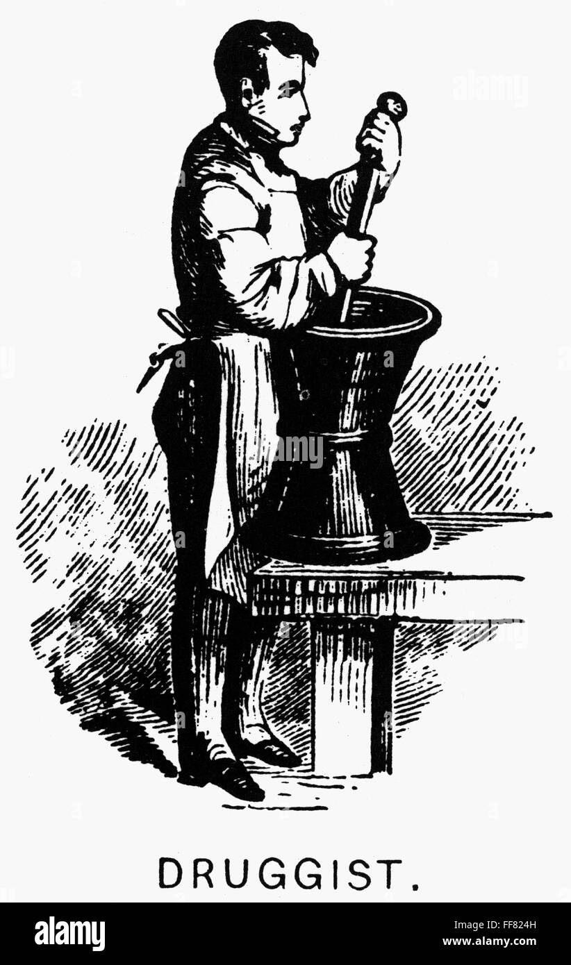 DRUGGIST, 19th CENTURY. /nAmerican typefounder's cut, 19th century ...