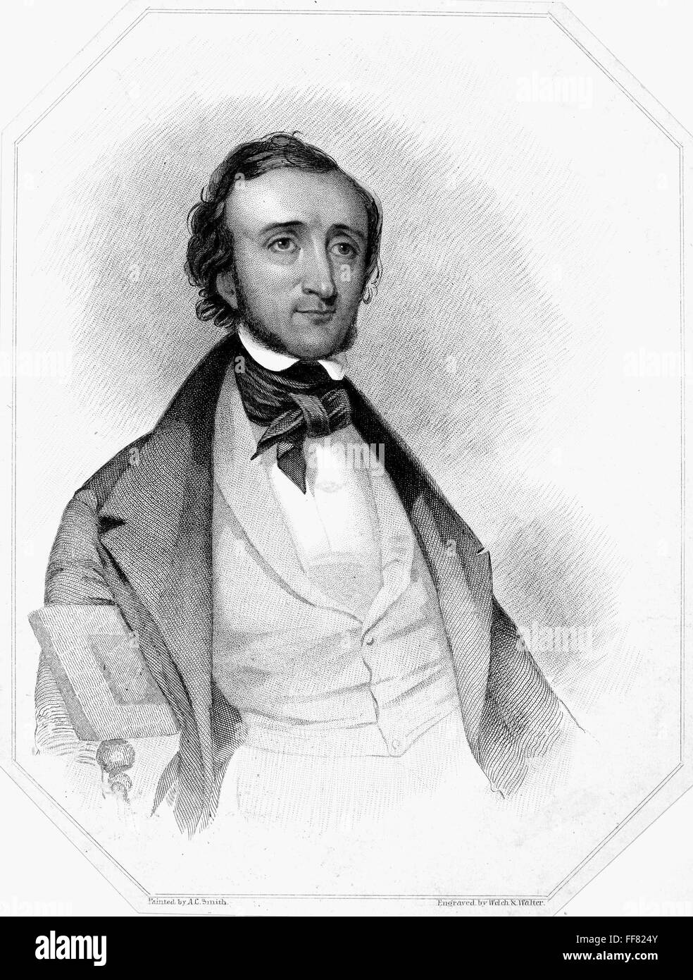 EDGAR ALLAN POE (1809-1849). /nAmerican writer. Line and stipple ...