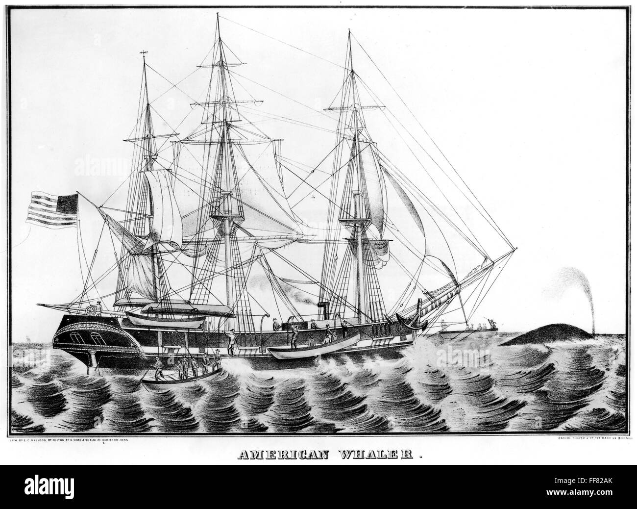 WHALING SHIP, 19th CENTURY. /nLithograph, American, 19th century Stock ...