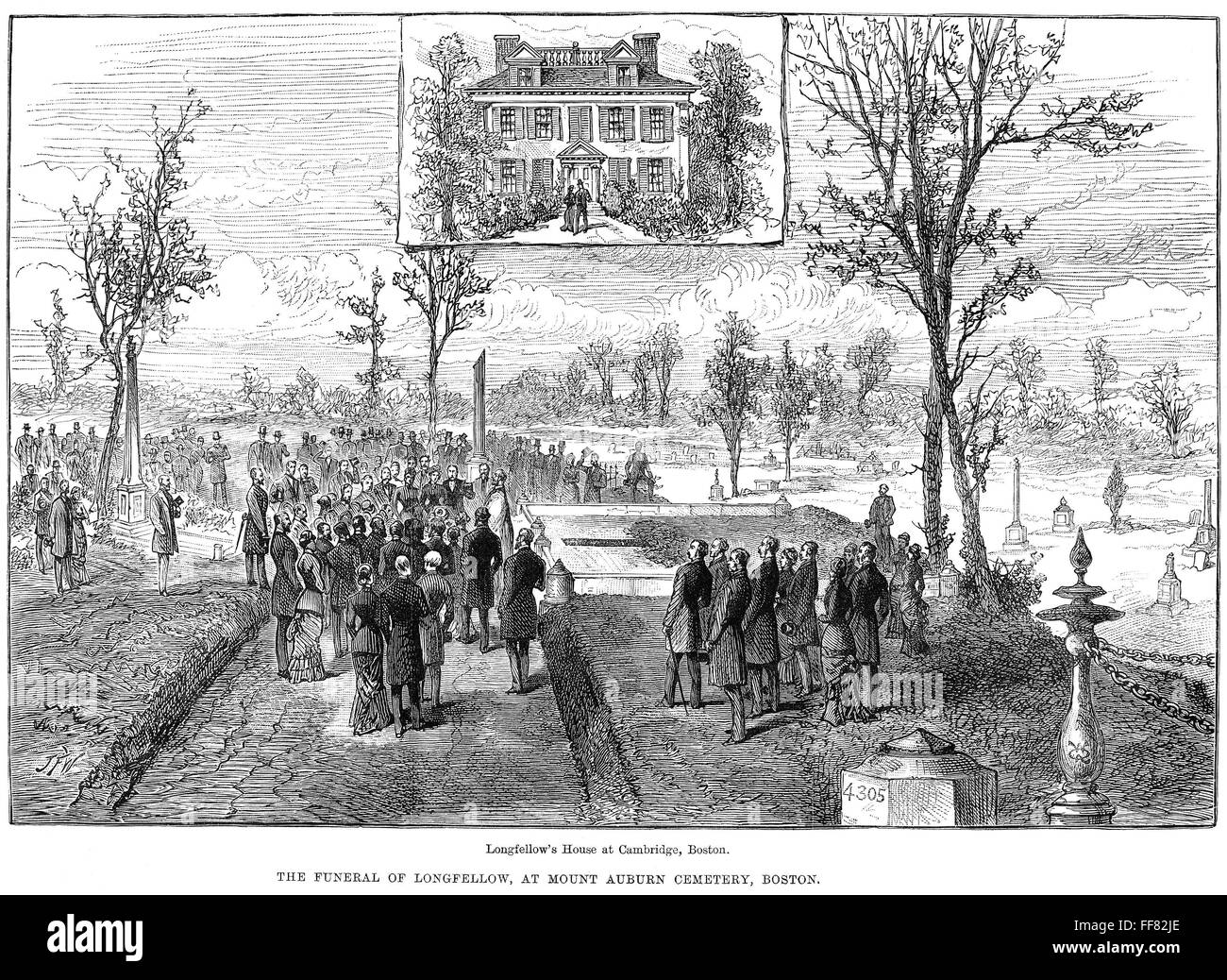 HENRY WADSWORTH LONGFELLOW /n(1807-1882). American poet. The funeral of ...