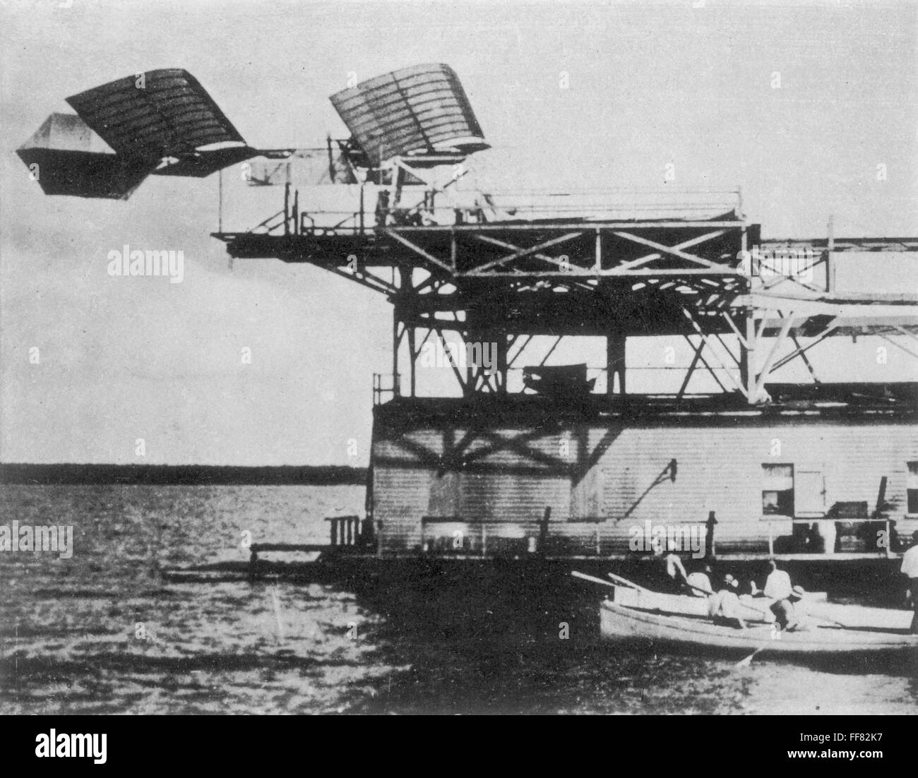 FLYING MACHINE, 1903. /nFlying machine made by Samuel Pierpont Langley ...