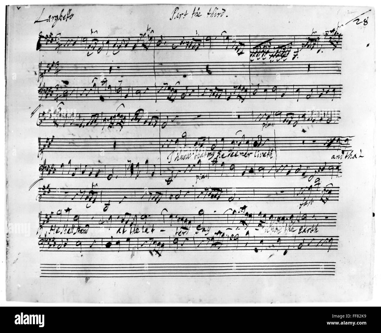 HANDEL: MUSIC SHEET. /n'I know that my Redeemer Liveth.' From the ...