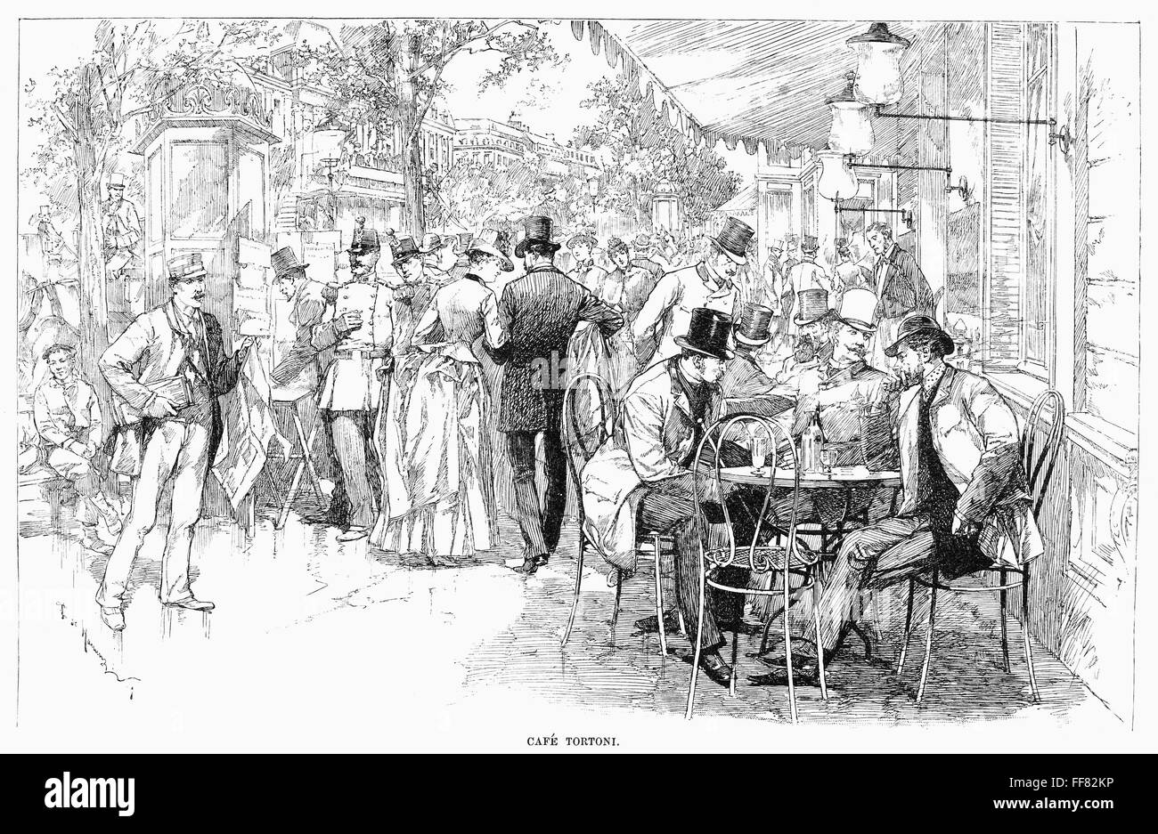 CAFE: PARIS, 1888. /nCafe Tortoni, Paris, France. Line engraving, 1888 ...