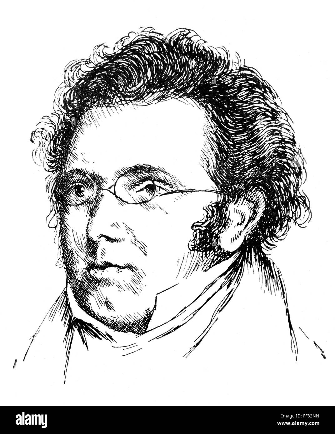 FRANZ SCHUBERT (1797-1828). /nAustrian composer. Pen and ink drawing ...