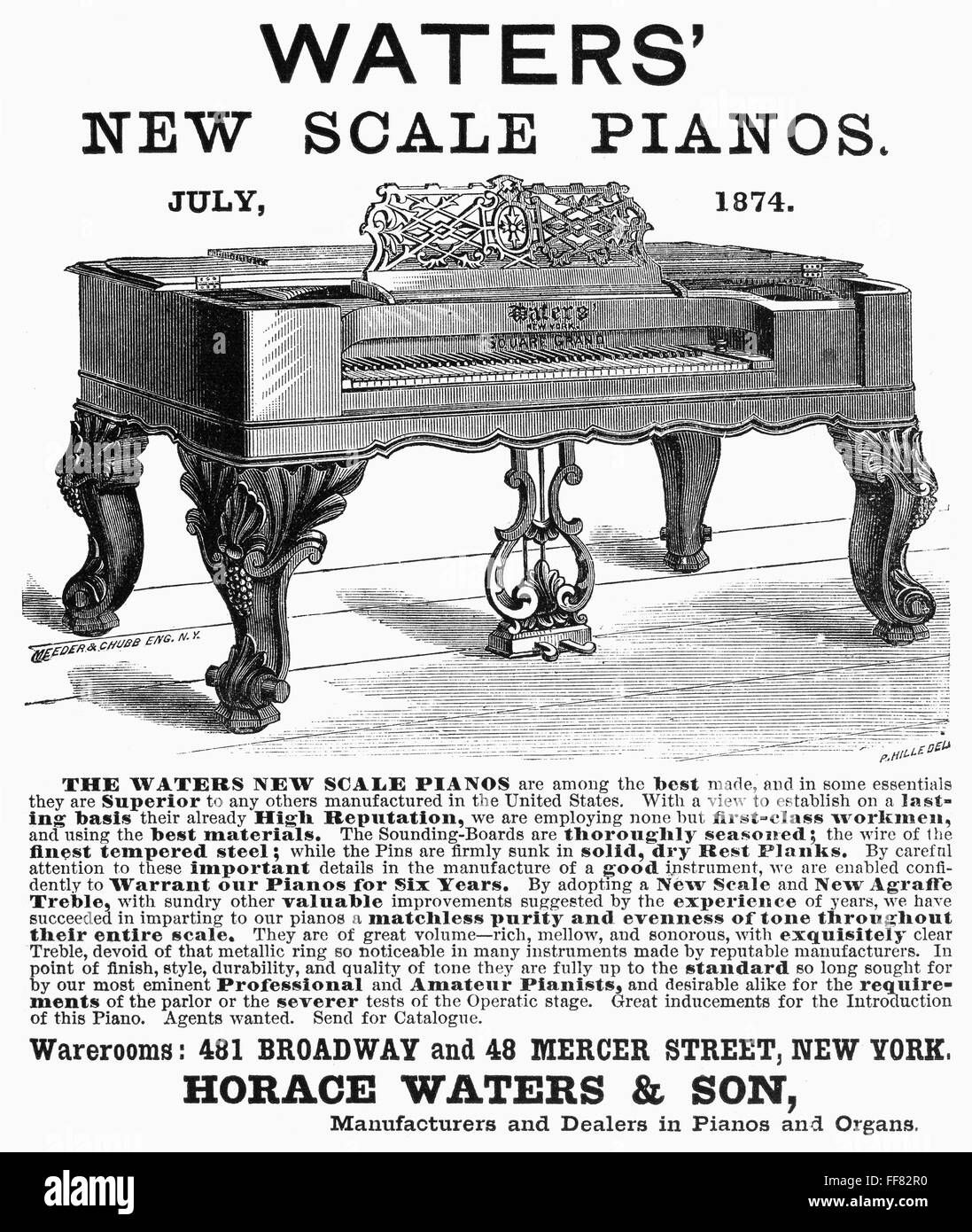 PIANO ADVERTISEMENT, 1874. /nAmerican newspaper advertisement, 1874 ...
