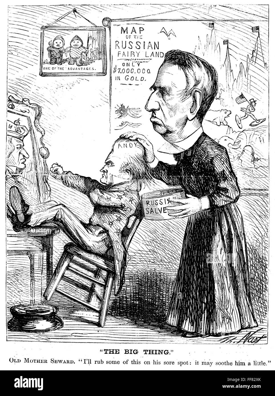 ALASKA PURCHASE CARTOON. /n'The big thing.' An American newspaper ...