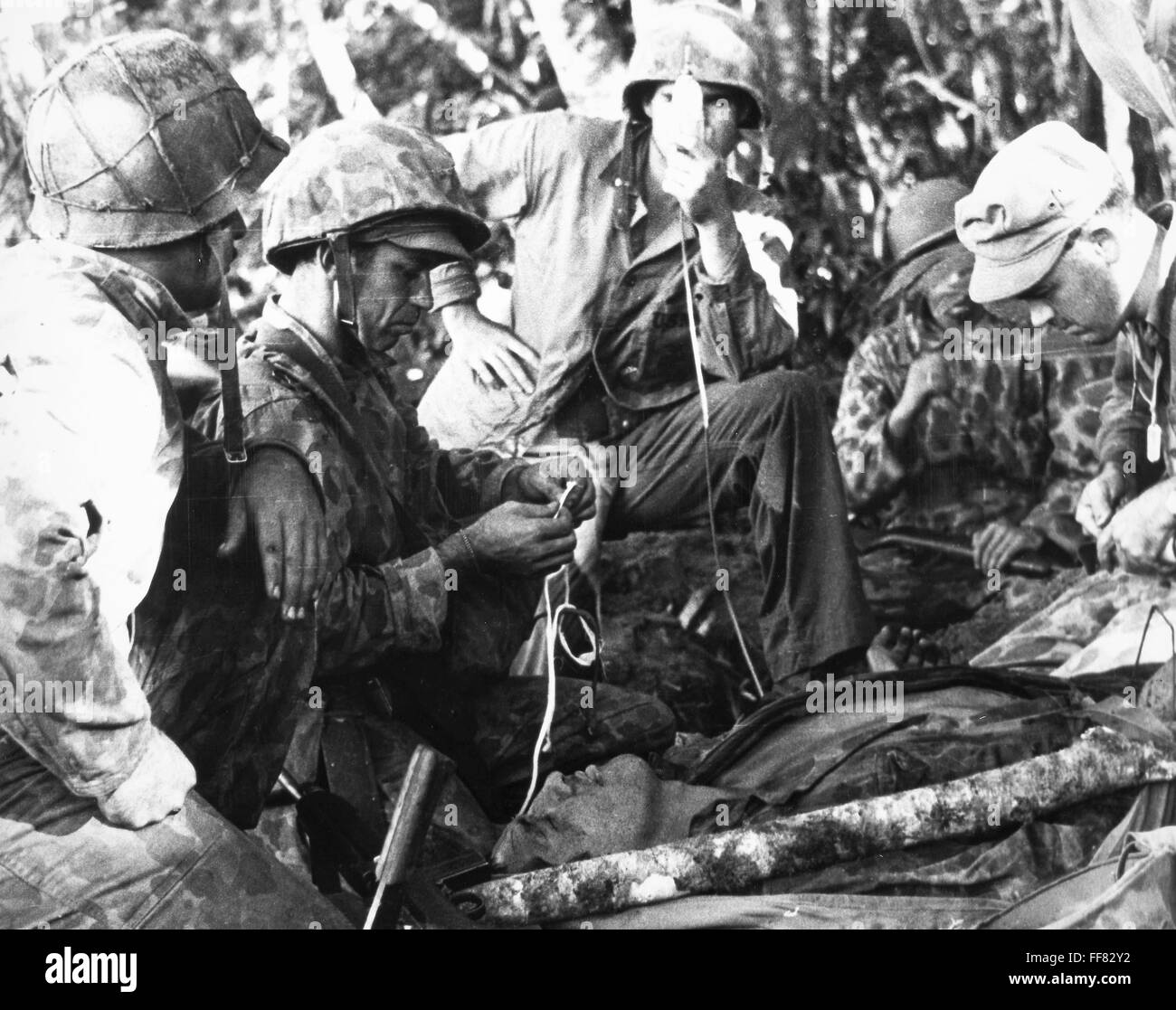 WORLD WAR II: MARINE, 1943. /nHospital corpsmen and a Marine Raider ...
