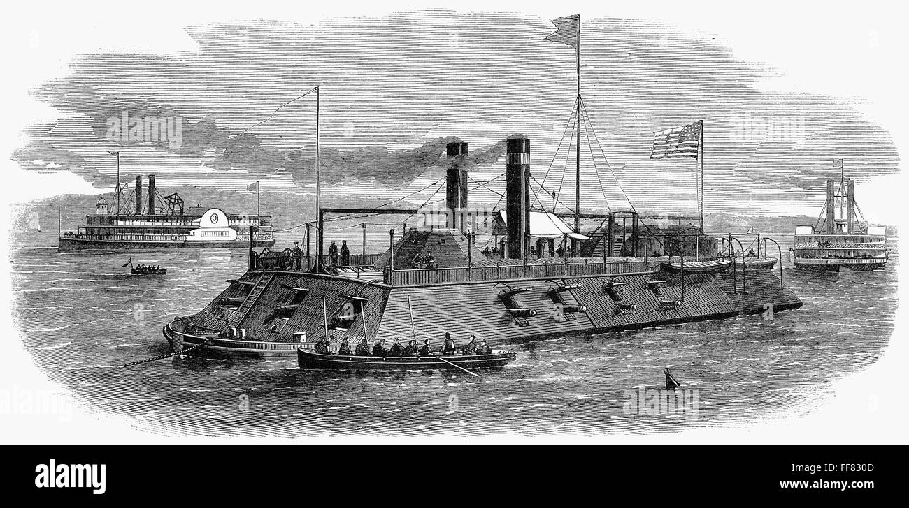 CIVIL WAR: BLOCKADE, 1864. /nA Union gunboat enforcing the blockade of ...