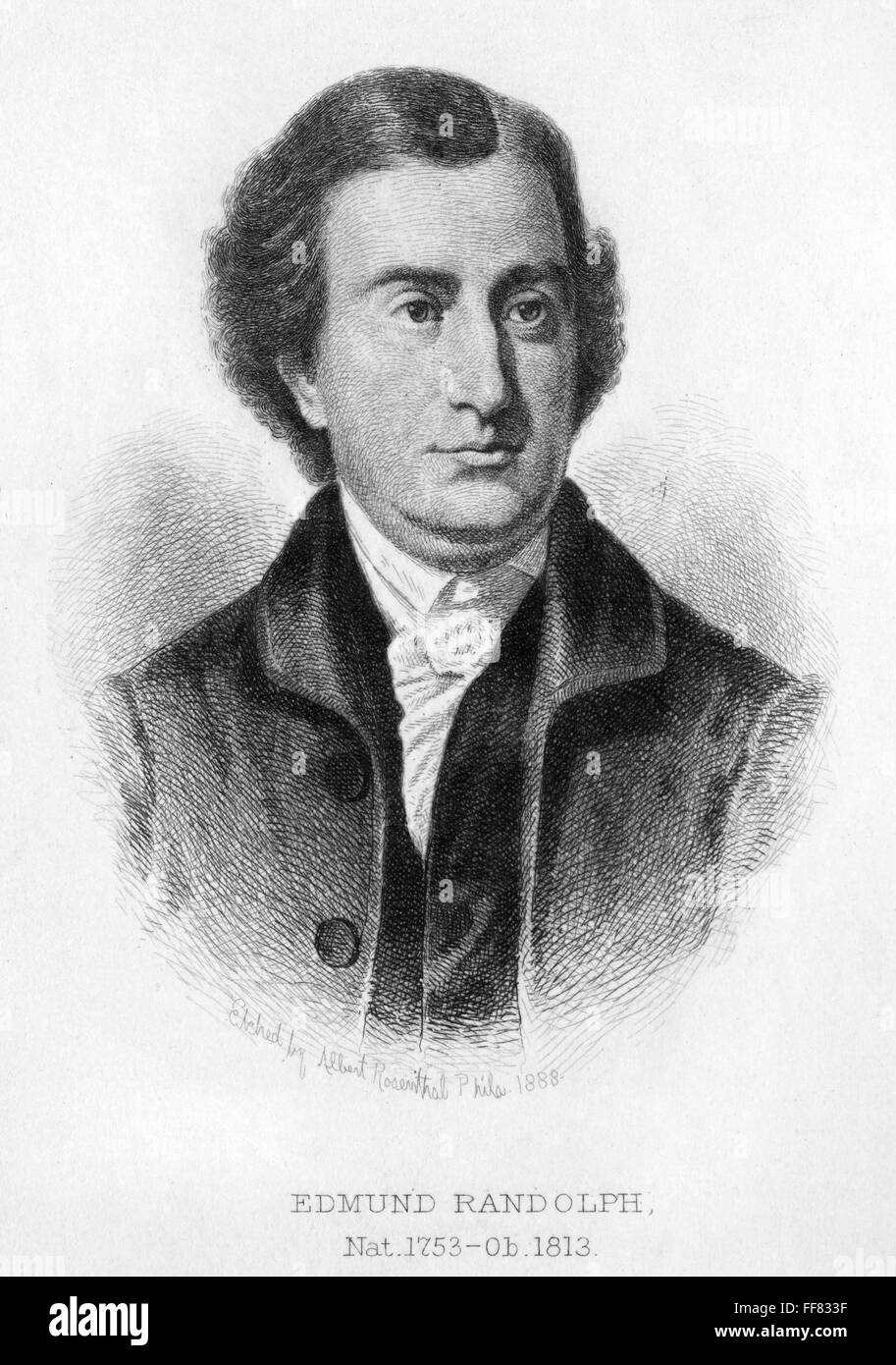 EDMUND JENNINGS RANDOLPH /n(1753-1813). American statesman. Etching ...