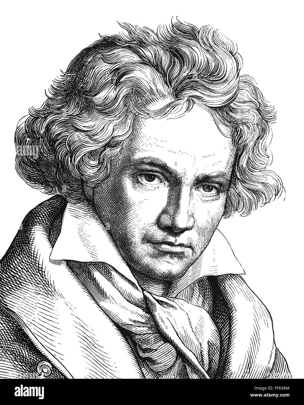 LUDWIG van BEETHOVEN /n(1770-1827). German composer. Line engraving ...