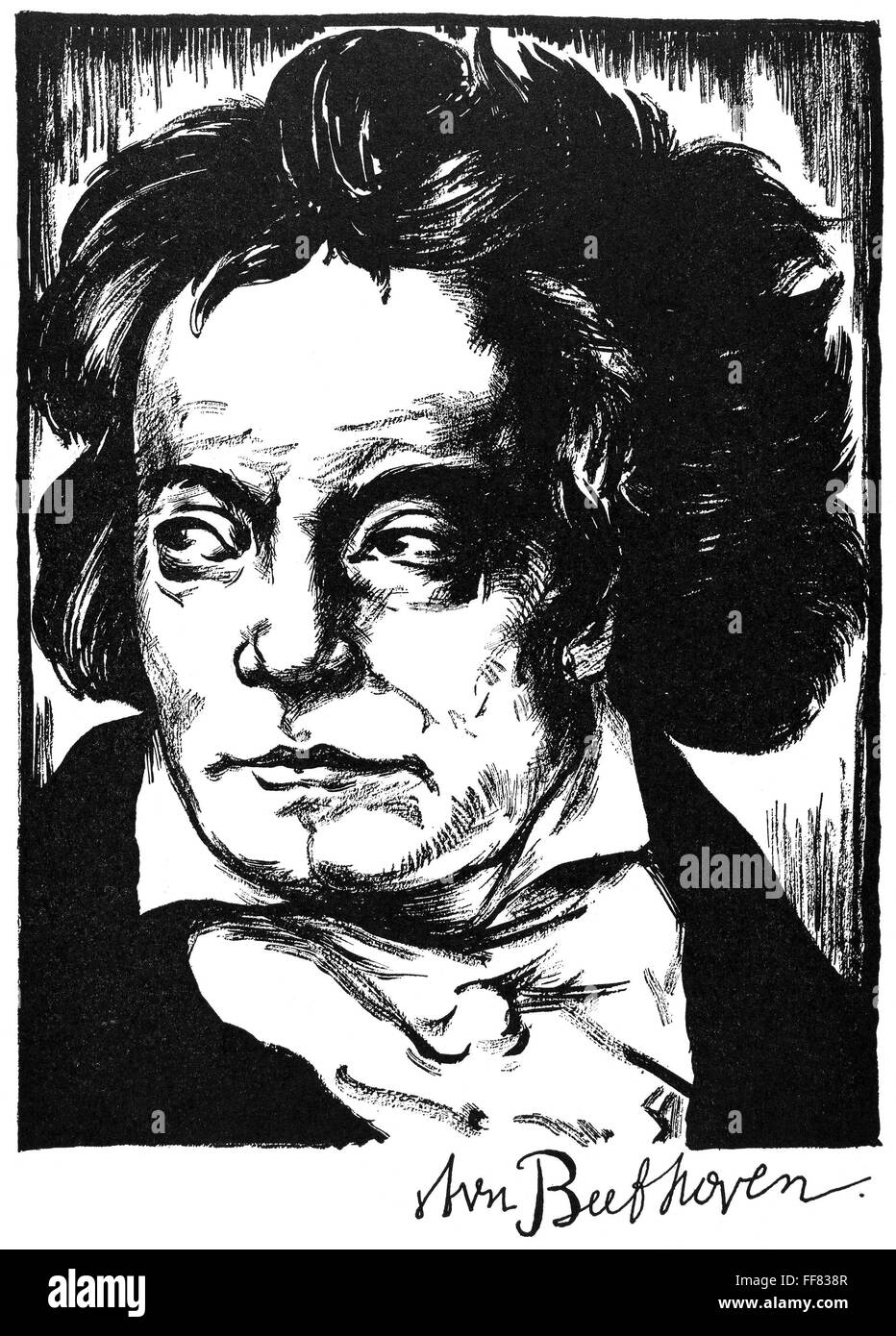 LUDWIG VAN BEETHOVEN /n(1770-1827). German composer. Drawing, c1932, by ...