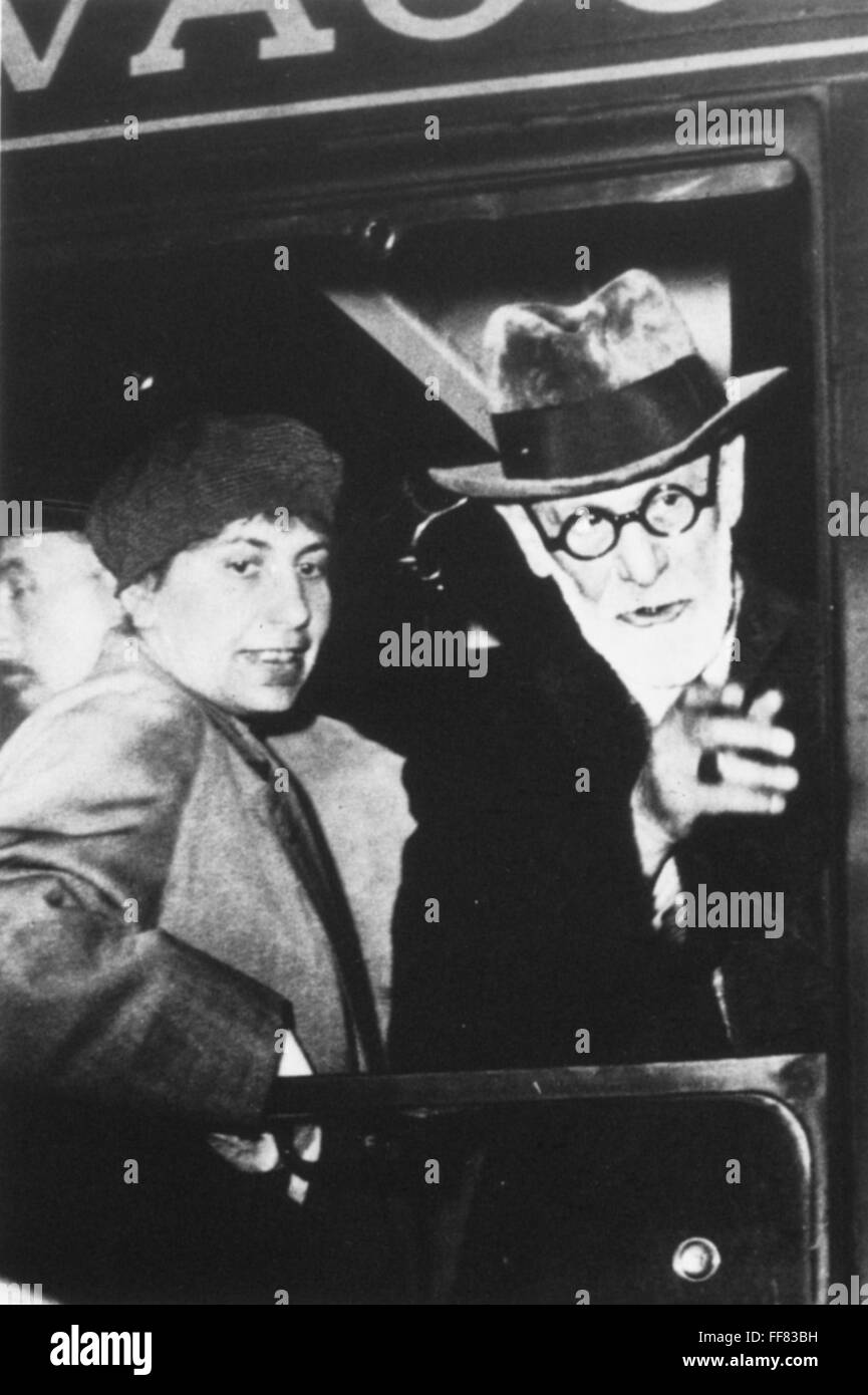 FREUD W/ DAUGHTER ANNA. /nAt the railway compartment window in Vienna ...