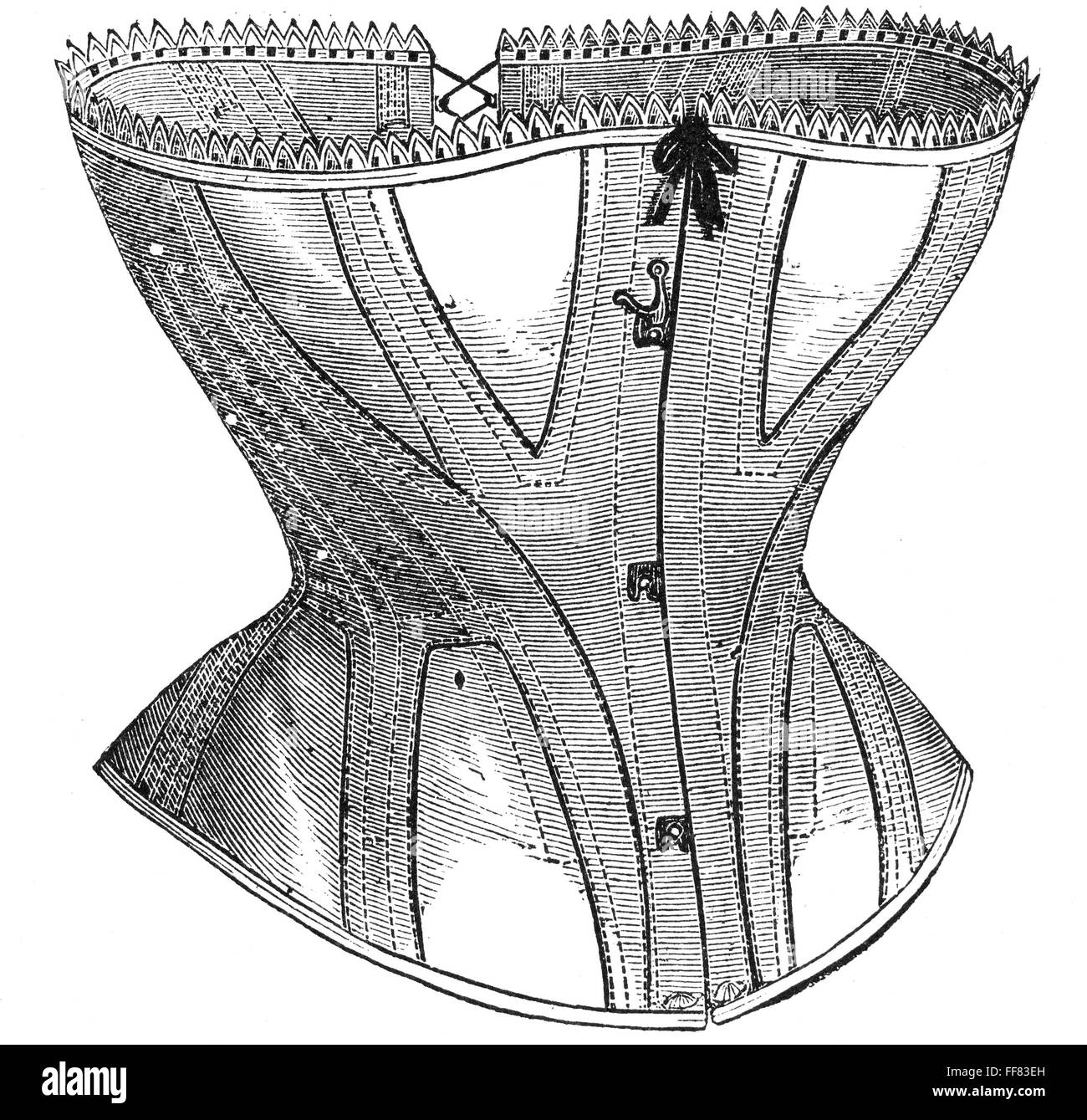CORSET ADVERTISEMENT, 1869. /nLong corset of white coutil. Line ...