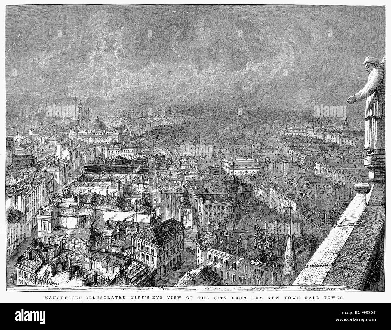 ENGLAND: MANCHESTER, 1876. /nA bird's-eye view of the city of ...