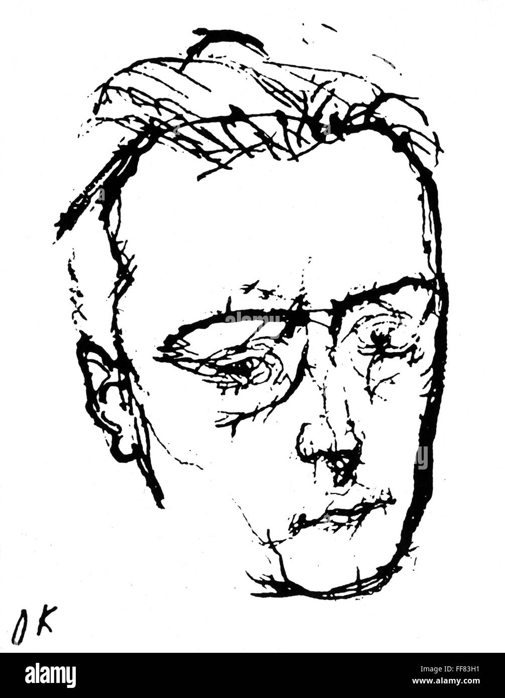 ANTON VON WEBERN /n(1883-1945). Austrian composer. Drawing by Oskar ...
