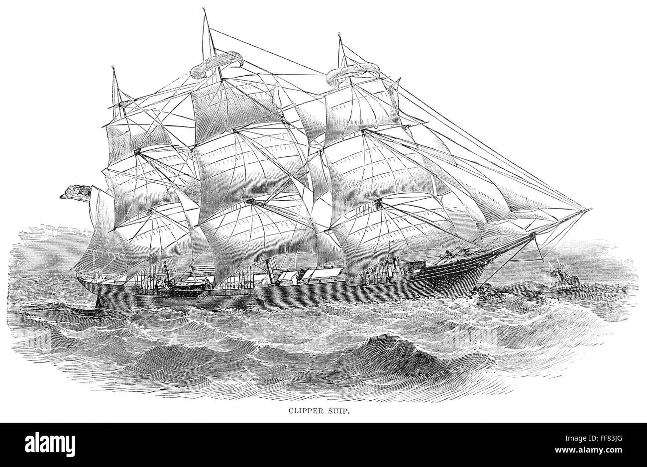 AMERICAN CLIPPER SHIP. /nWood engraving, mid-19th century Stock Photo ...