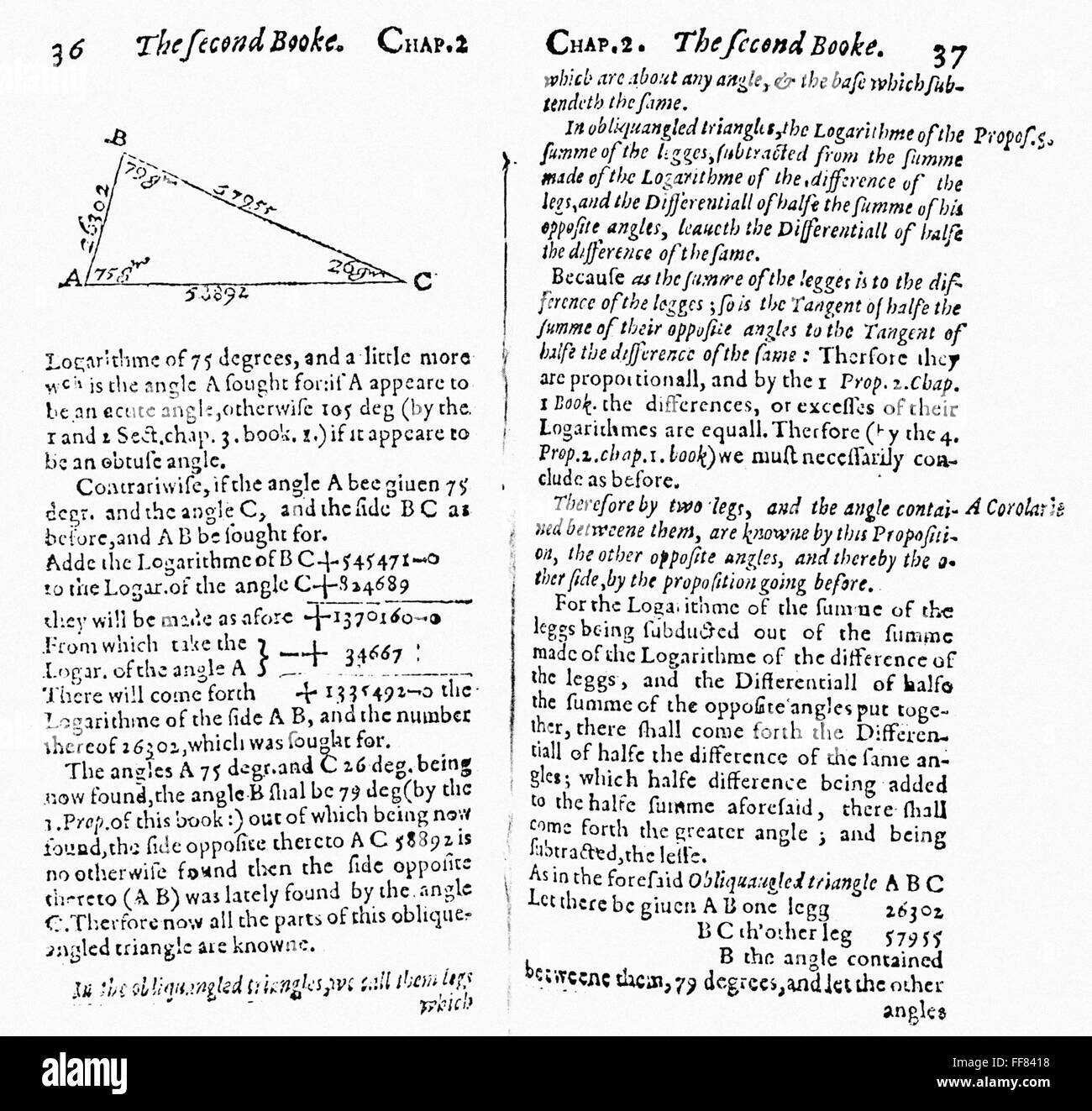 JOHN NAPIER: MANUSCRIPT. /nTwo pages from his 'Mirifici Logarithmorum Canonis Discriptio ...