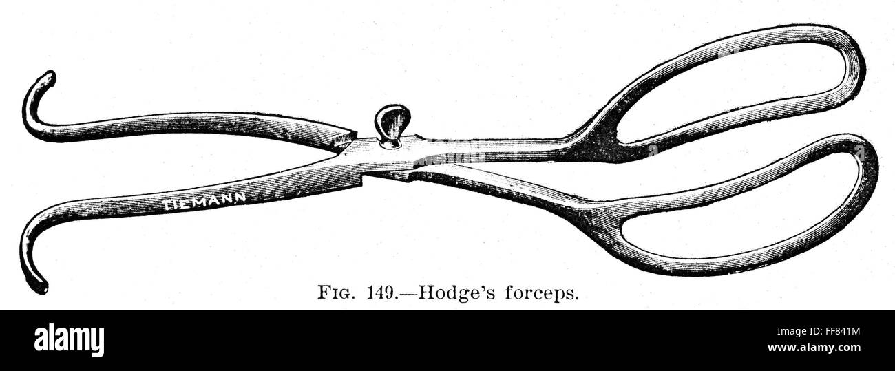 CHILDBIRTH: FORCEPS, c1880. /nA pair of Hodge's forceps, used in ...