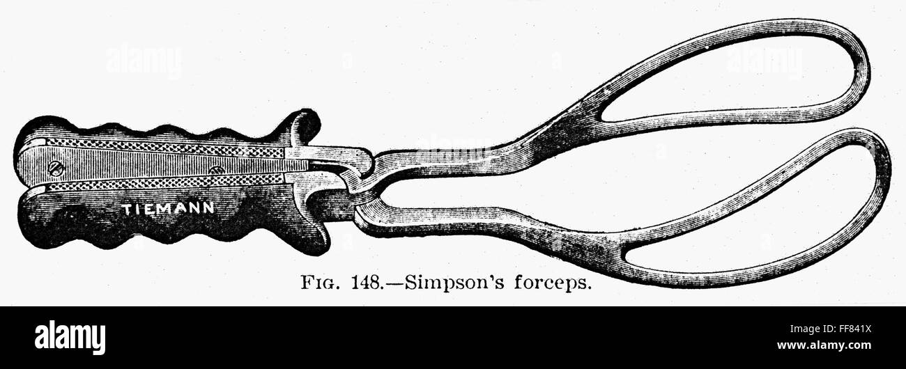 CHILDBIRTH: FORCEPS, c1880. /nA pair of Simpson's forceps used in ...