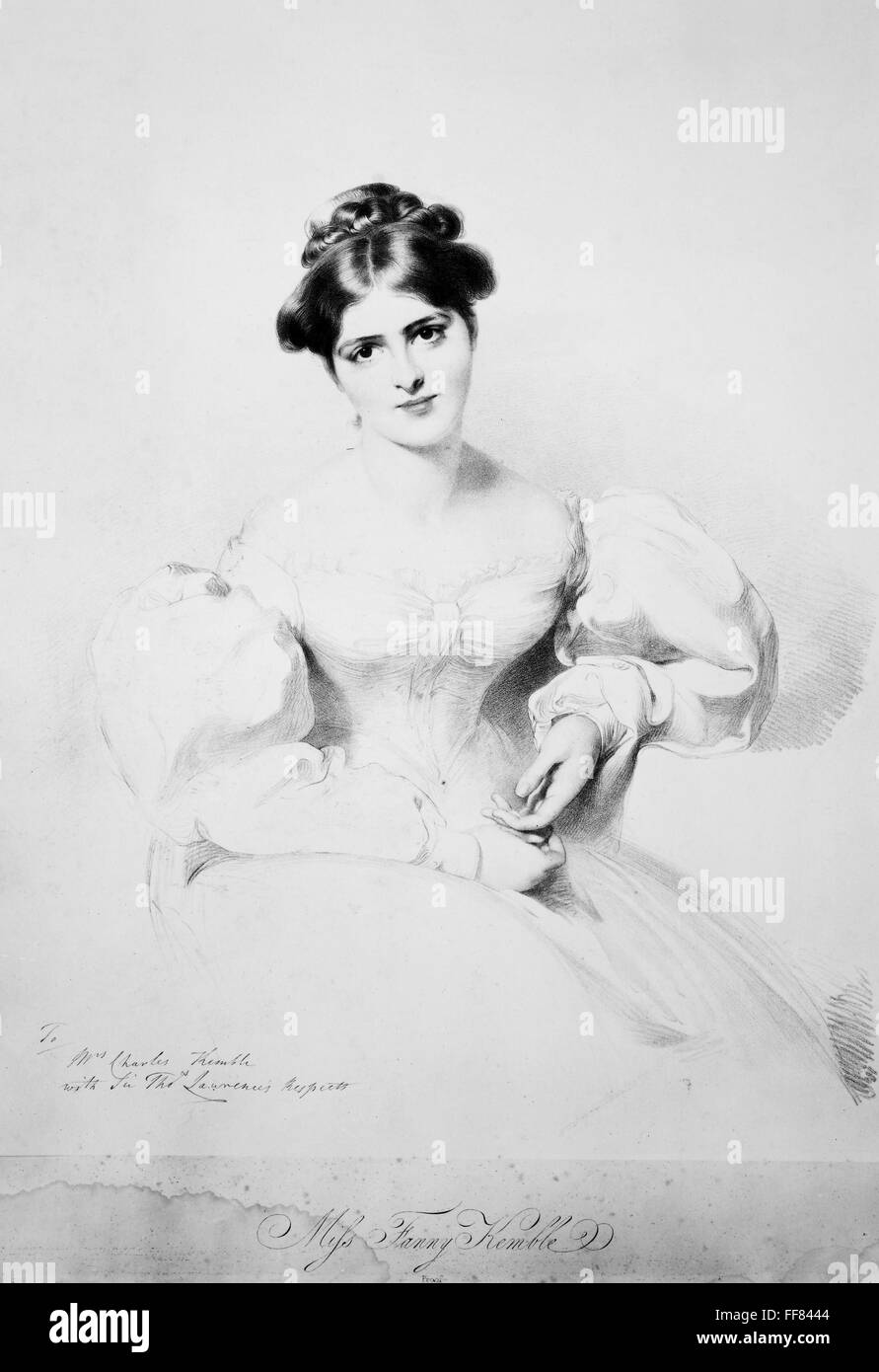 FRANCES ANNE KEMBLE /n(1809-1893). 'Fanny.' English actress. Lithograph ...