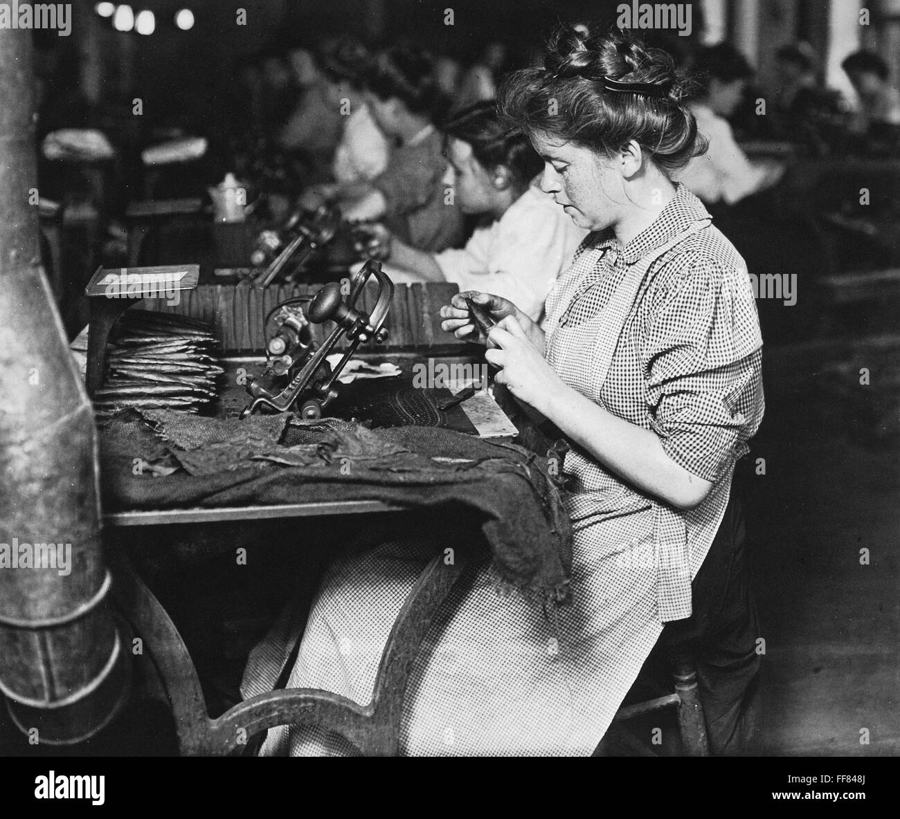 WOMAN WORKER, 1908. /nA woman making old-fashioned 'stogies' in a ...