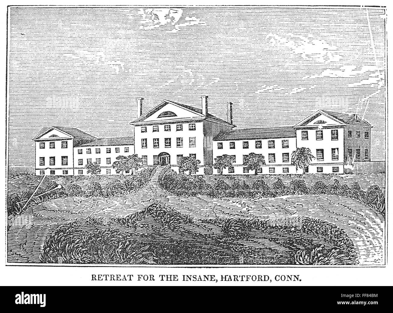 INSANE ASYLUM, 1854. /nThe Retreat for the Insane at Hartford ...
