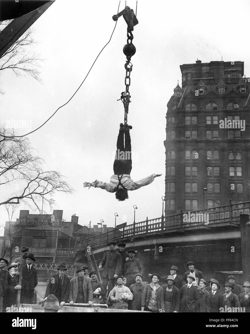 HARRY HOUDINI (1874-1926). /nAmerican magician. Houdini at finish of ...