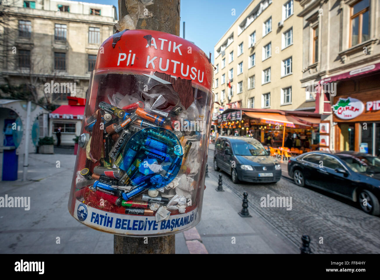 Battery recycling points in and around the city of Istanbul in Turkey ...
