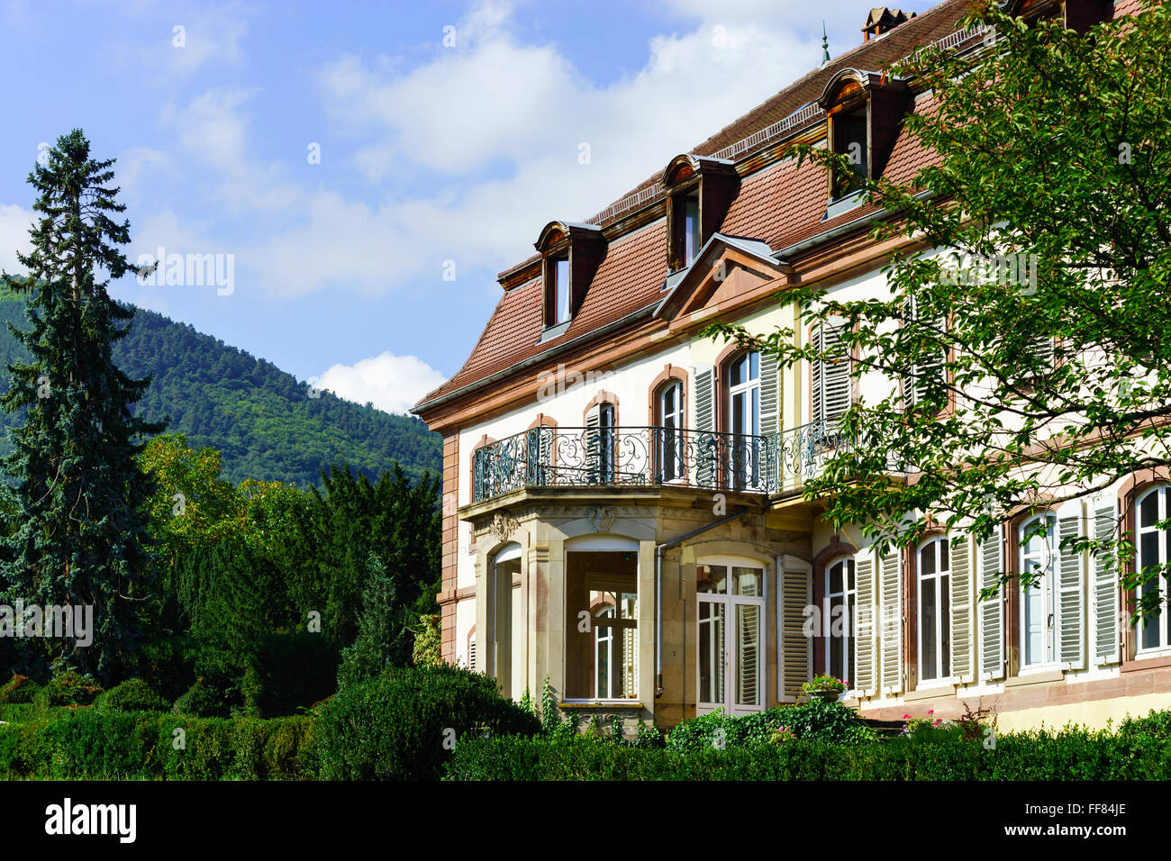 Elegance old french chateau in Alsace, summer time Stock Photo - Alamy