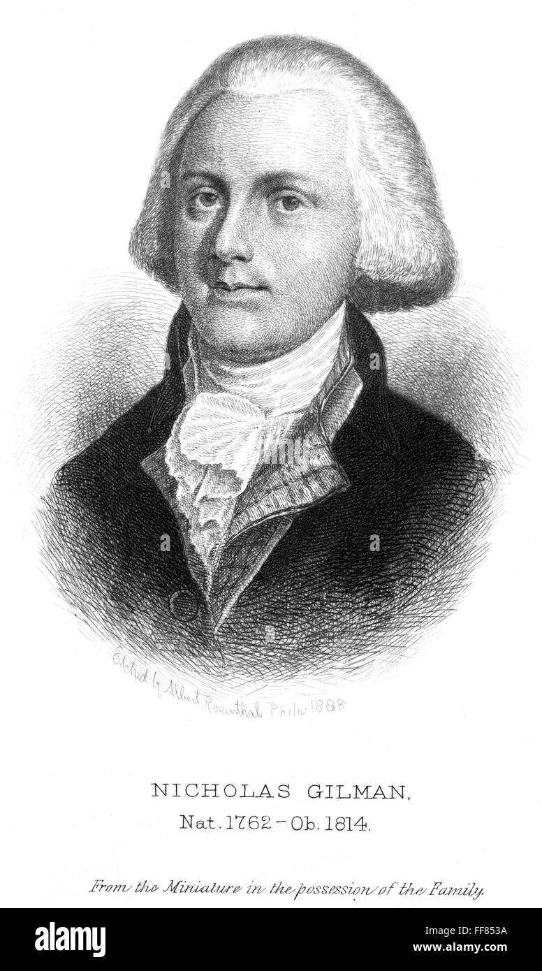 NICHOLAS GILMAN (1762-1814). /nAmerican statesman. Etching, 1888, by ...