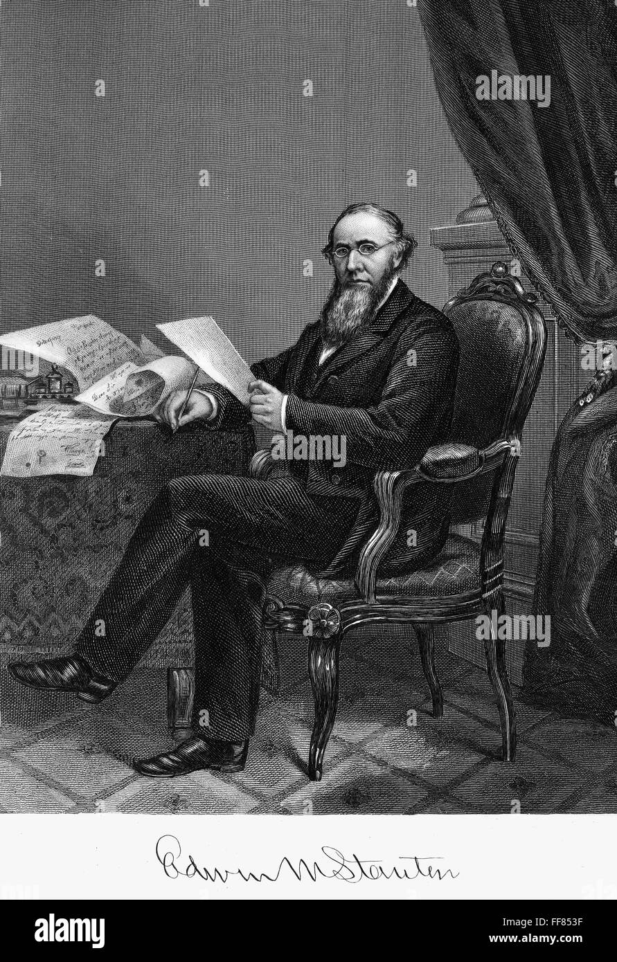 EDWIN STANTON (1814-1869). /nAmerican lawyer and statesman. Steel ...