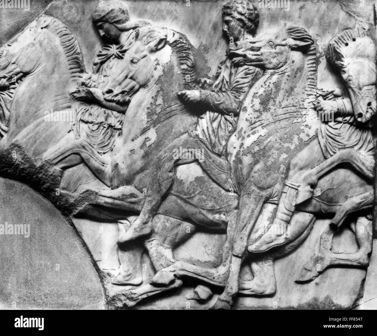 PARTHENON FRIEZE, 440 B.C. /nHorsemen in the Panathenaic Procession ...