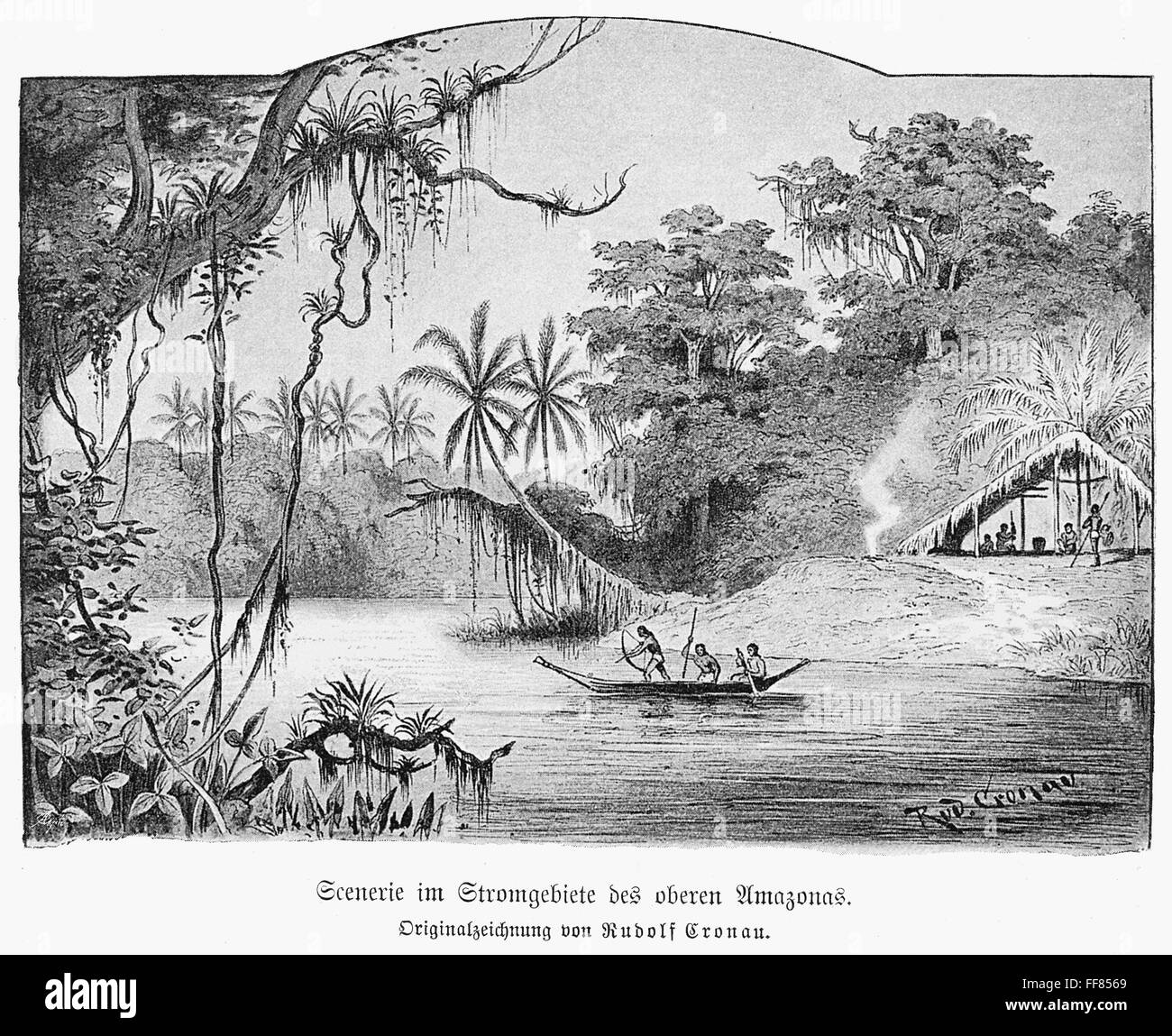 AMAZON JUNGLE, 1892. /nA scene on the upper Amazon. Drawing, German ...
