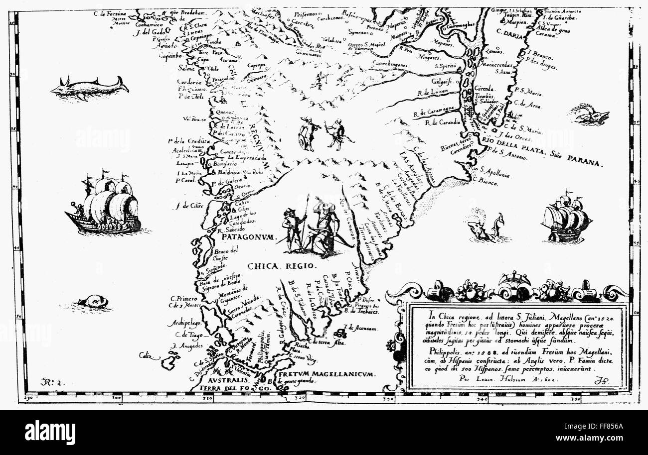 MAP OF SOUTH AMERICA, 1602. /nThe southern part of South America ...