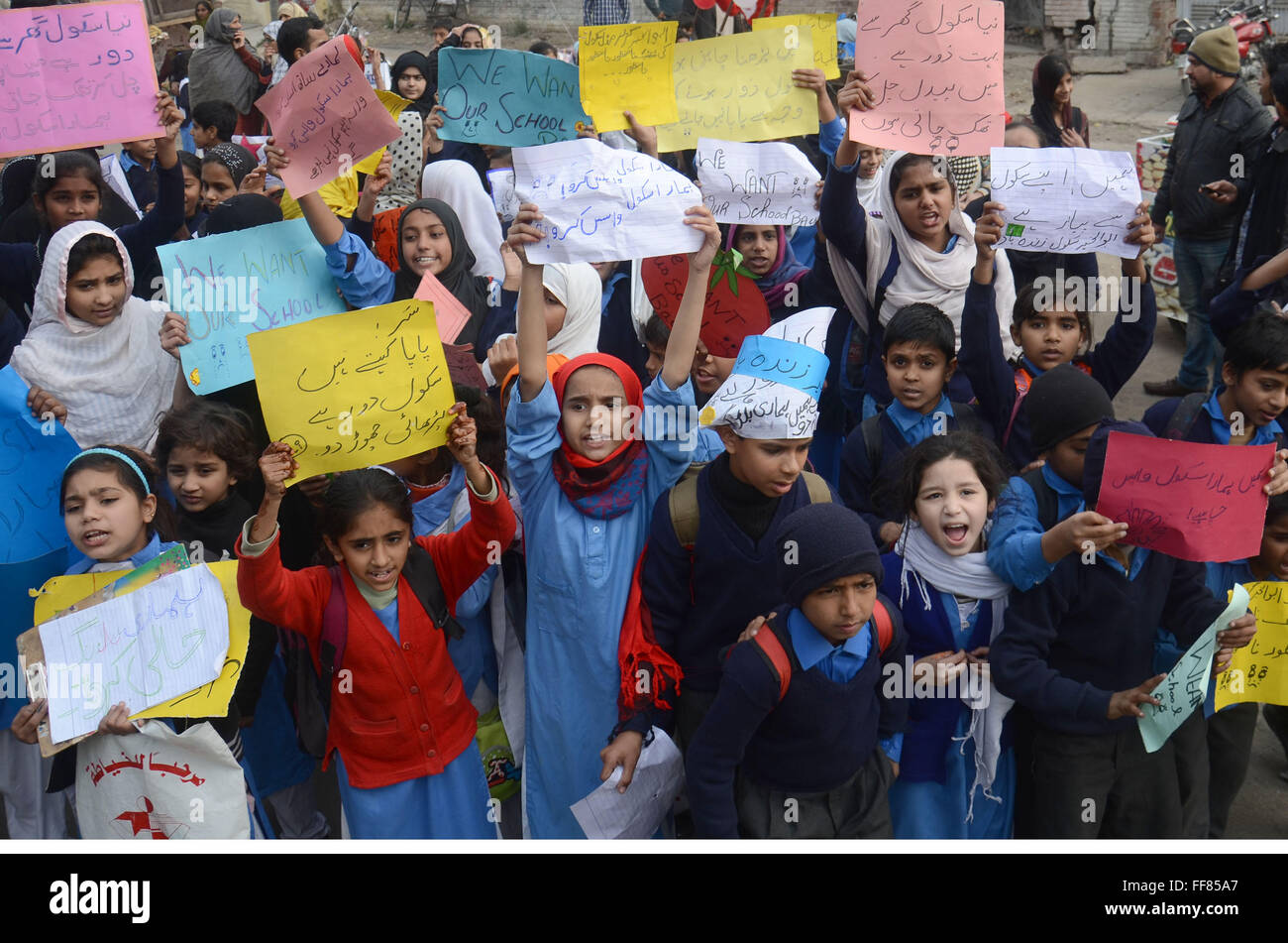 Lahore, Pakistan. 11th Feb, 2016. Pakistani students from Government ...