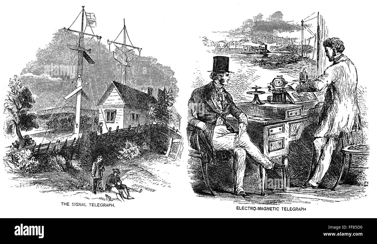 TELEGRAPHY, 19th CENTURY. /nAn early 19th century American telegraph ...