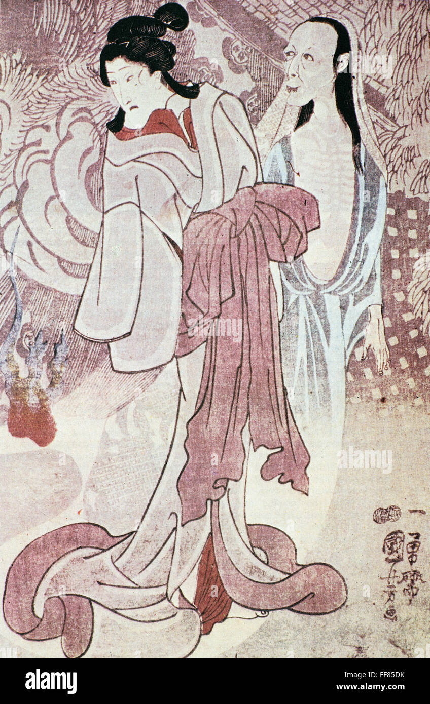 JAPAN: GHOST. /nJapanese woodcut showing a hostile spirit plaguing a ...