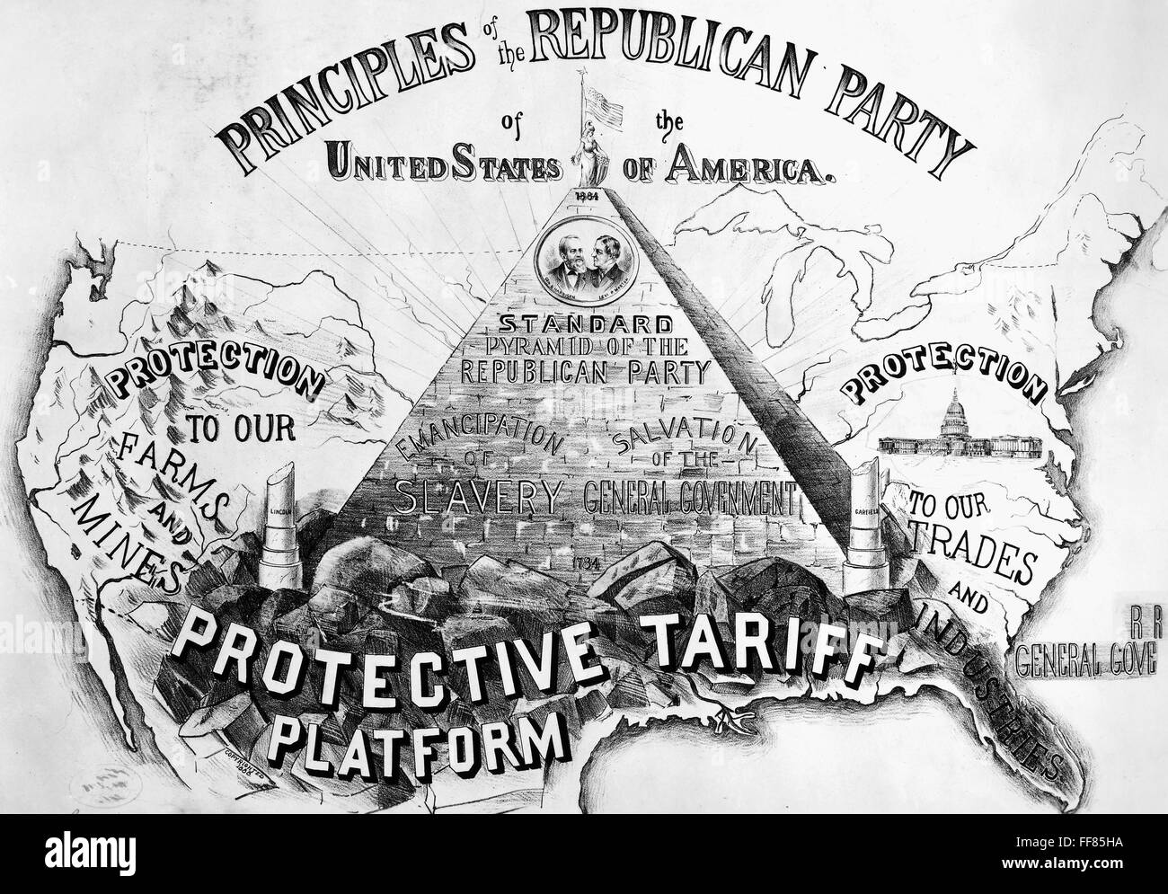 REPUBLICAN PRINCIPLES, 1888. /nLithograph campaign poster for the ...
