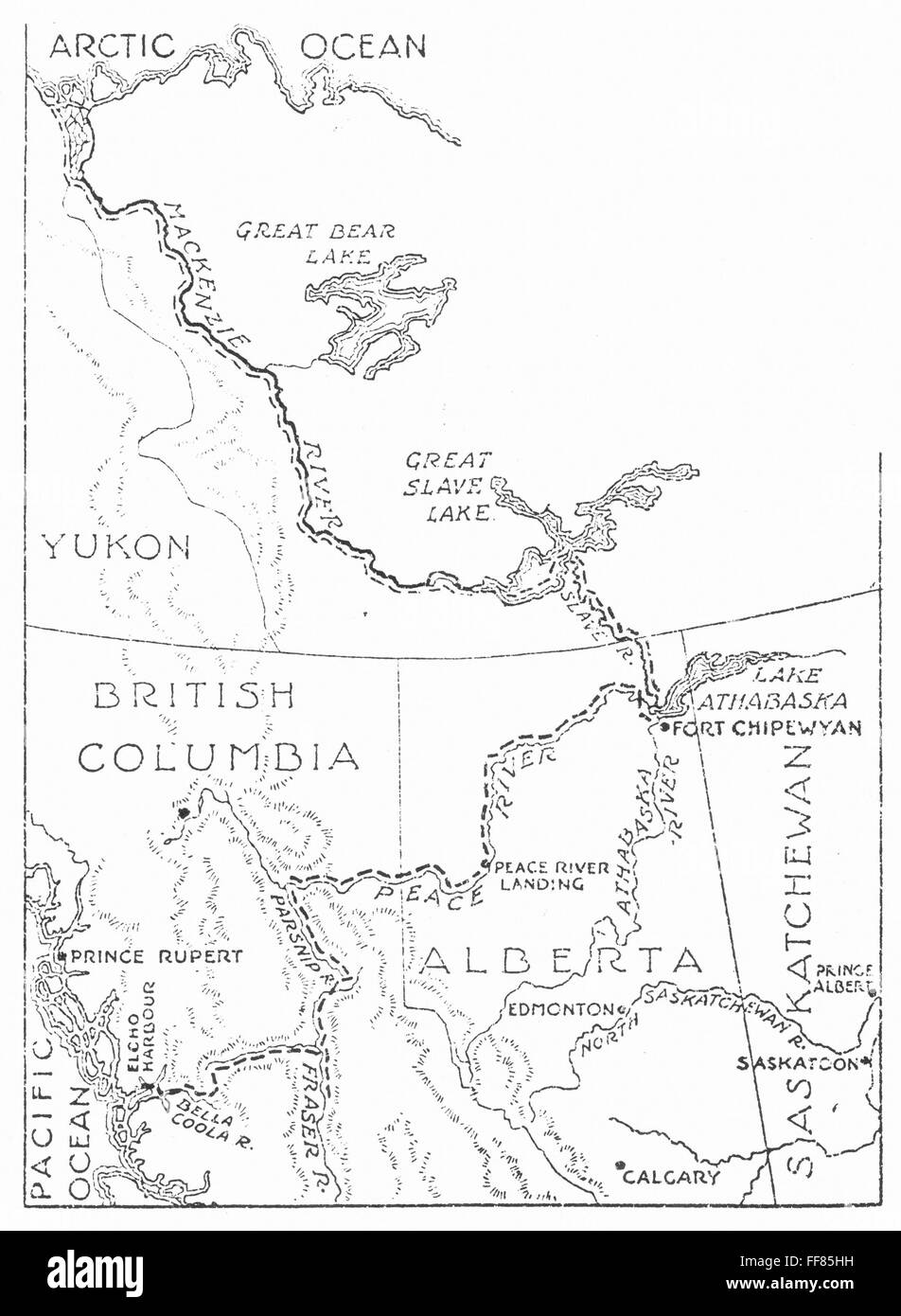 MacKENZIE: MAP. /nA map of the explorations of Sir Alexander MacKenzie ...